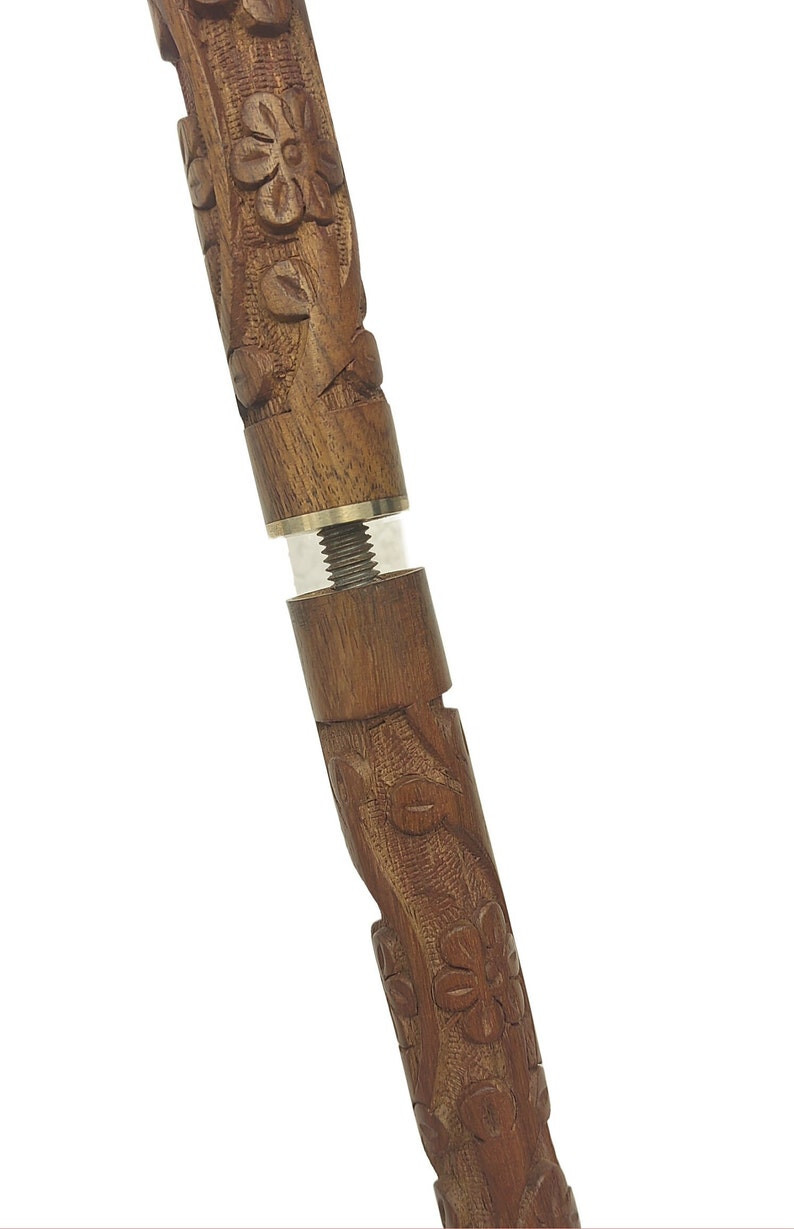 Antique Carved Wooden Engraved Walking Stick Victoria… - Gem