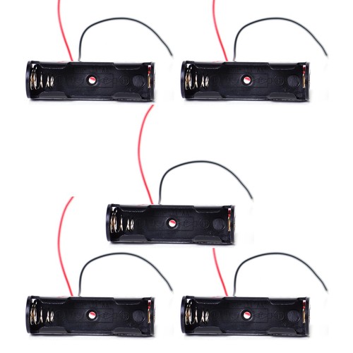 5pcs Plastic Battery Slot Holder Box Storage Case with Wire Lead for 1 ...