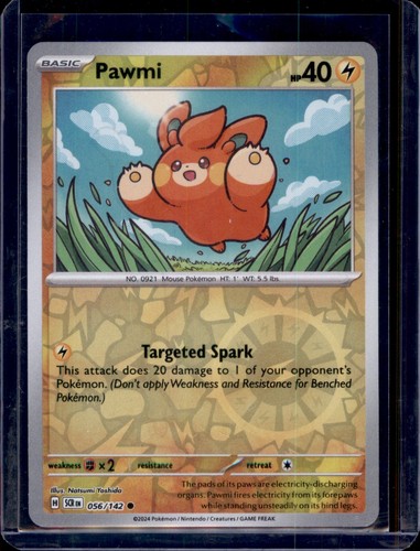Pawmi SV07: Stellar Crown Pokémon 056/142 Reverse Holo NM+ | eBay