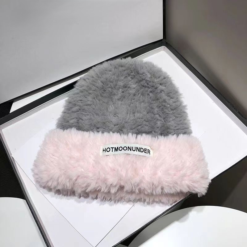 Daily Winter Wear Knit Winter Hat Color Block Beanie Face-slimming ...