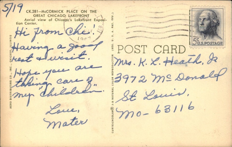 Illinois Chicago McCormick Place Expo Center aerial view ~ 1967 ...