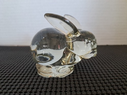 Vintage Clear Glass Bunny Rabbit Paperweight Figurine 2.75 x 3.5 x 2.25 ...