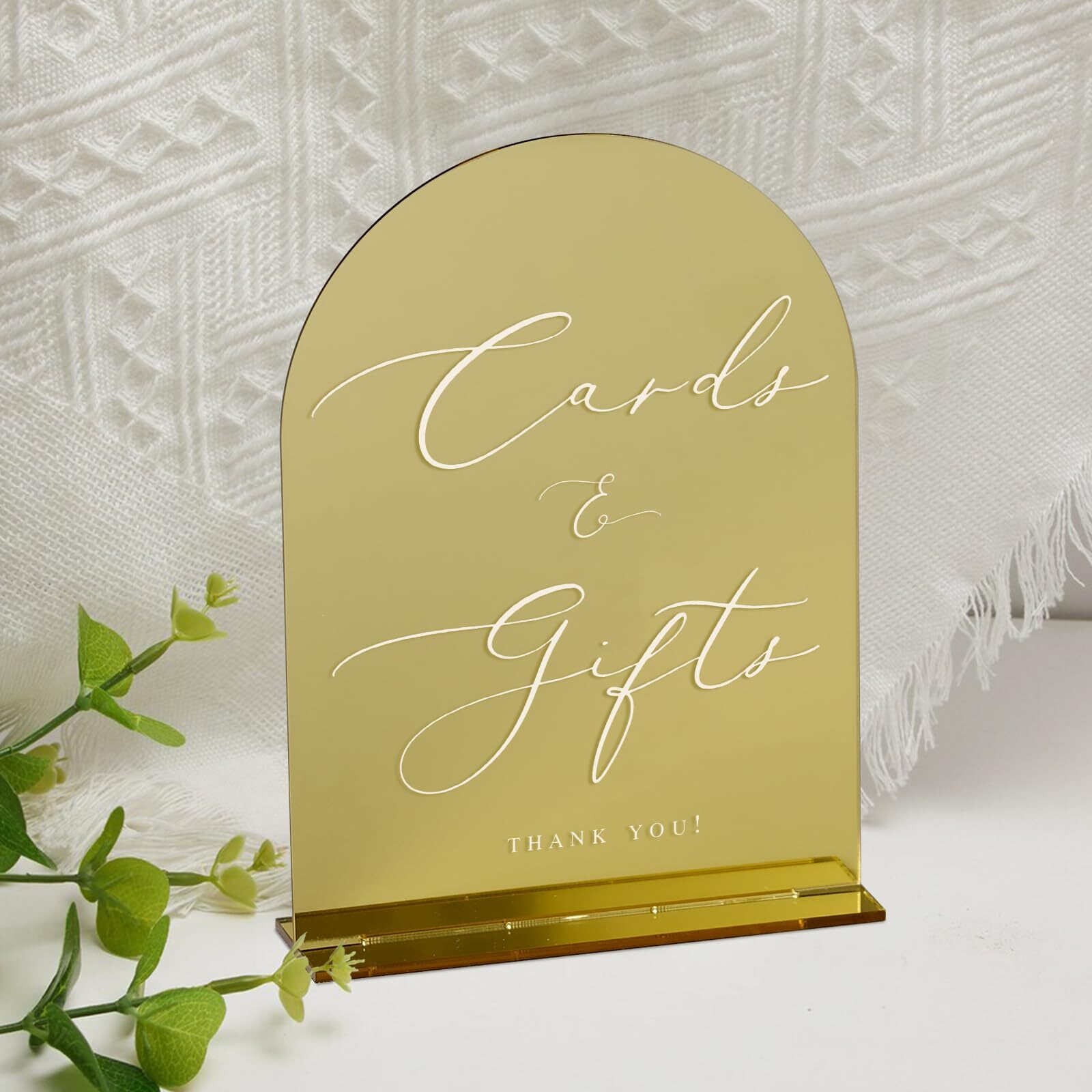 5x7 Inch Gold Mirror Acrylic Arch Sign with Stand | 10 Pack Blank Gold ...
