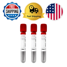 100 Pcs/1 Pack Vacuum Blood Collection Red Top 10 ML Glass Serum Tube ...