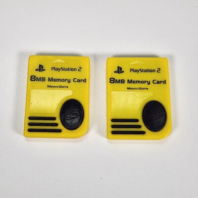2 Sony Playstation 2 PS2 Official OEM MagicGate 8mb Memory Card Yellow ...