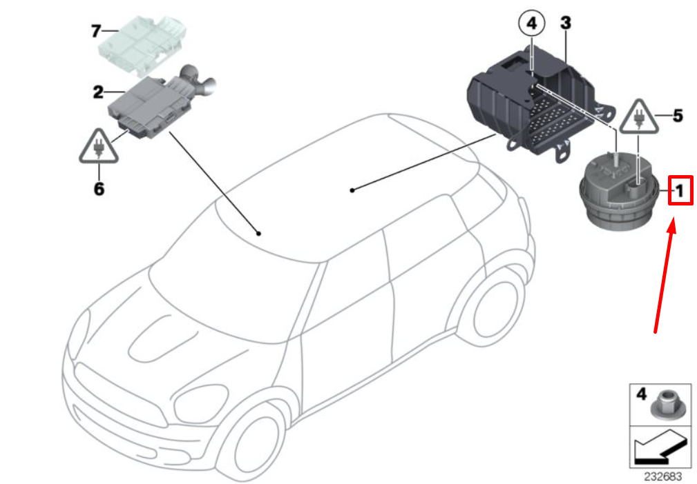 MINI COOPER R56 Tilt-Sirene mit Neigungsanzeige 65756970943 NEUES ...