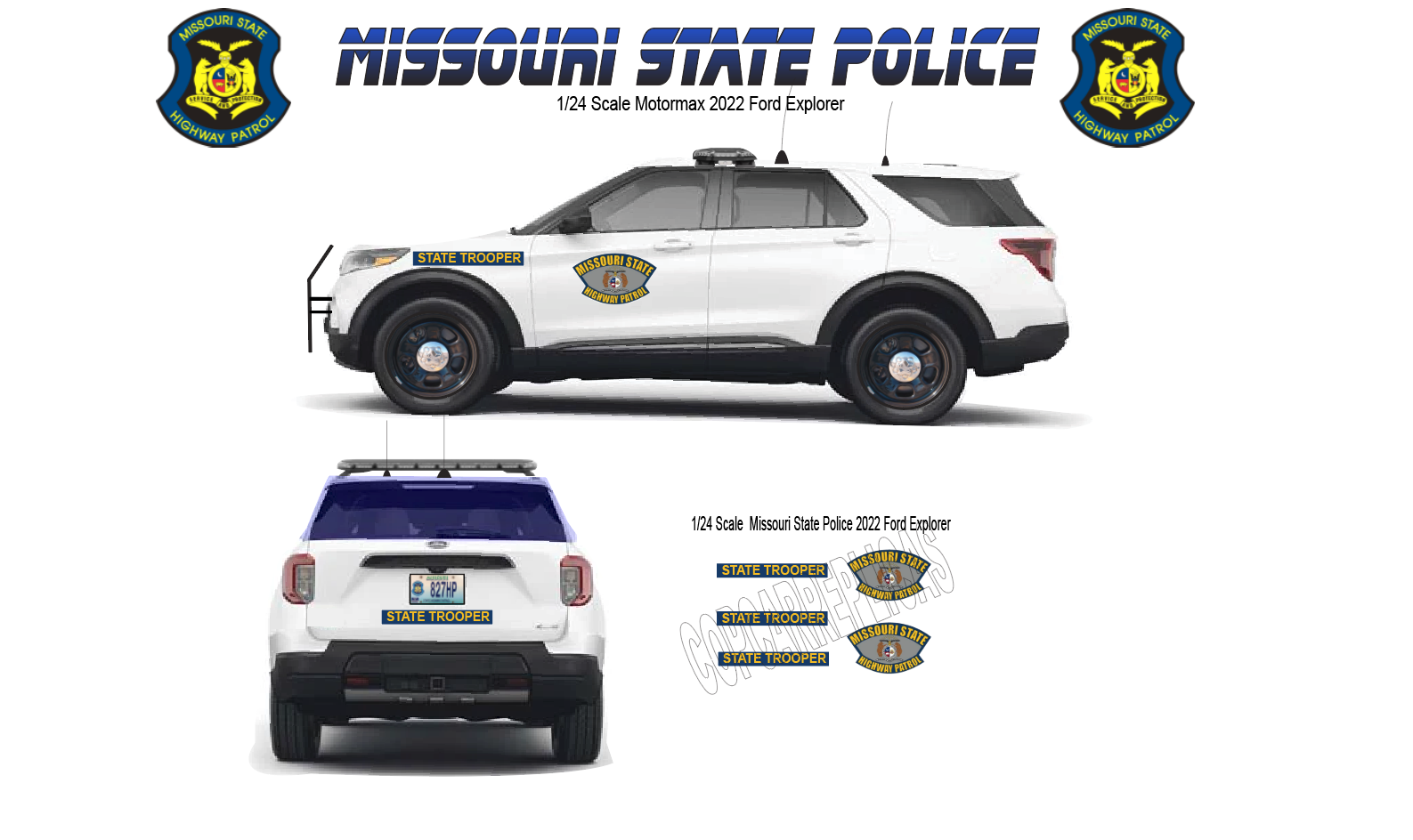 1/24 Scale Missouri State Police 2022 Ford Explorer Waterslide Decals ...