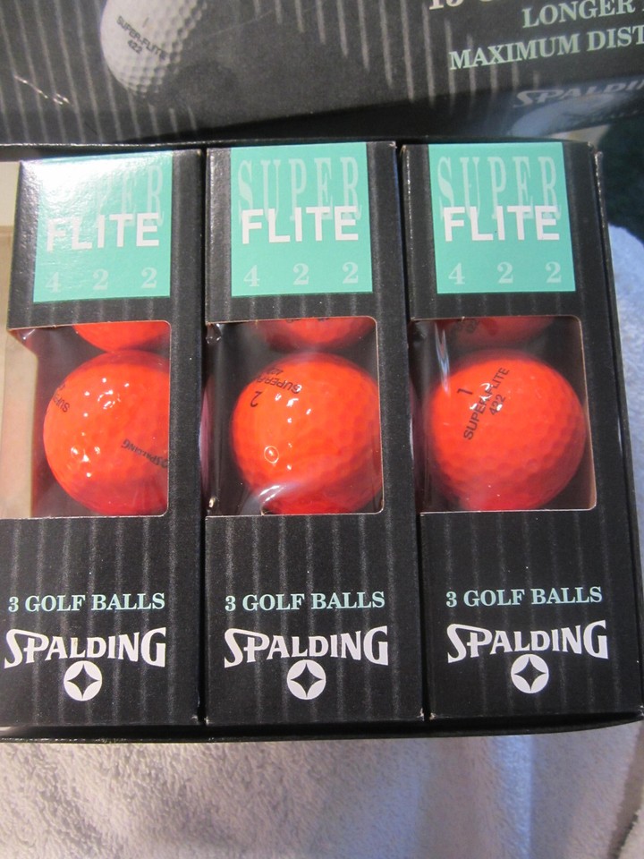 9 lot orange golf balls, Spalding Super Flite 422,3 3 packs VTG hi viz ...