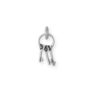 Oxidized Authentic 925 Silver 3D Key Ring Three Keys Women's Bracelet ...