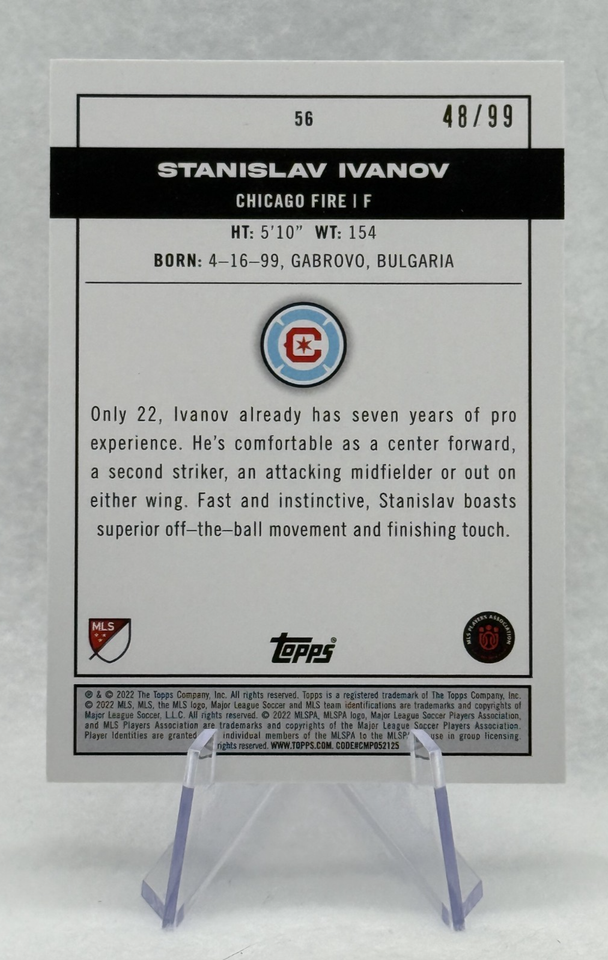 Stanislav Ivanov 2022 Topps MLS Pitch Prodigies Blue #56 RC Chicago Fire /99 | eBay