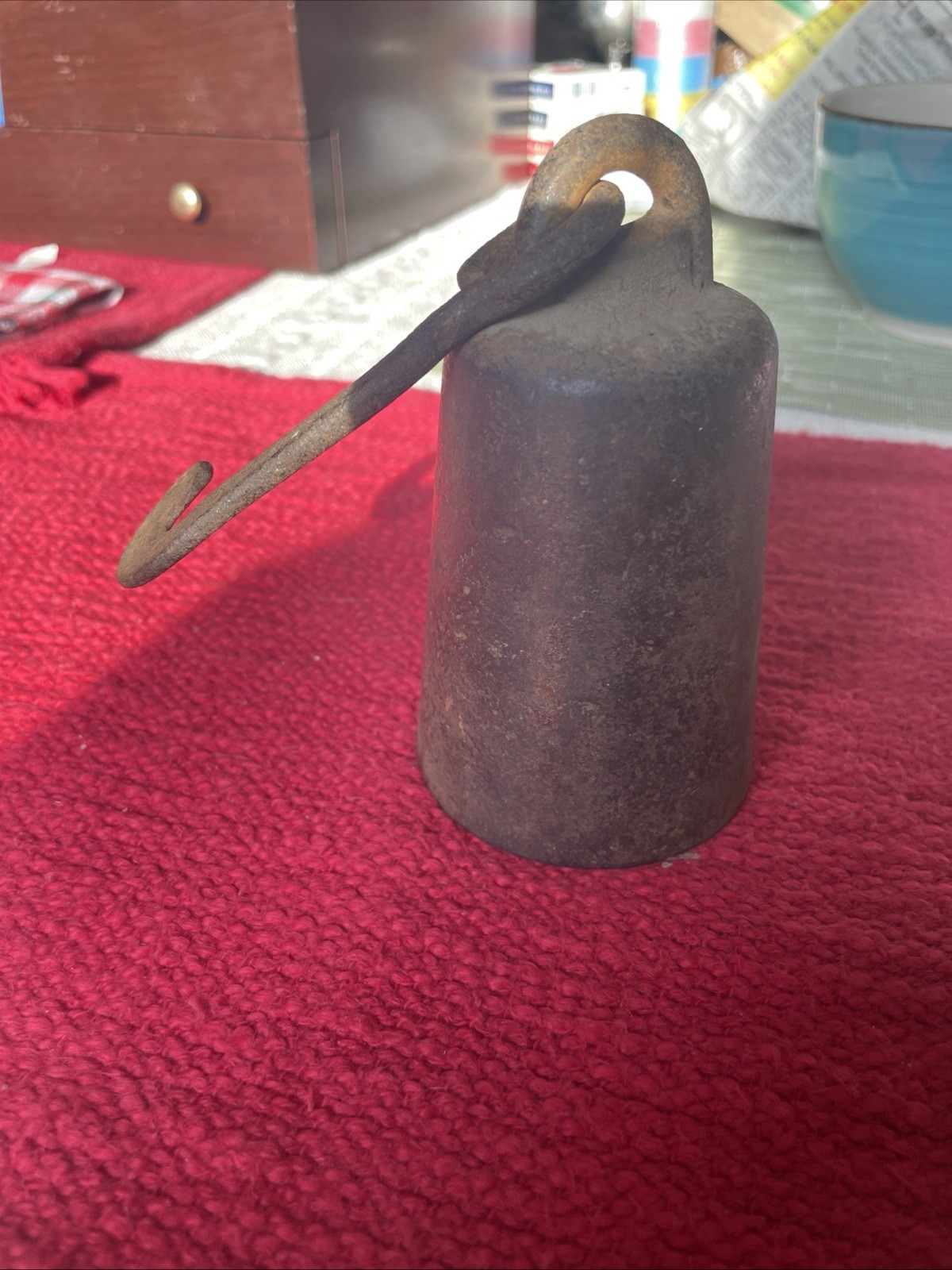 Vtg Cast Iron Bell Style Antique Cotton Scale Hanging Counter Weight 4lbs 6270