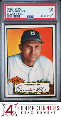 1952 TOPPS #66 PREACHER ROE DODGERS BLACK BACK PSA 3 | eBay