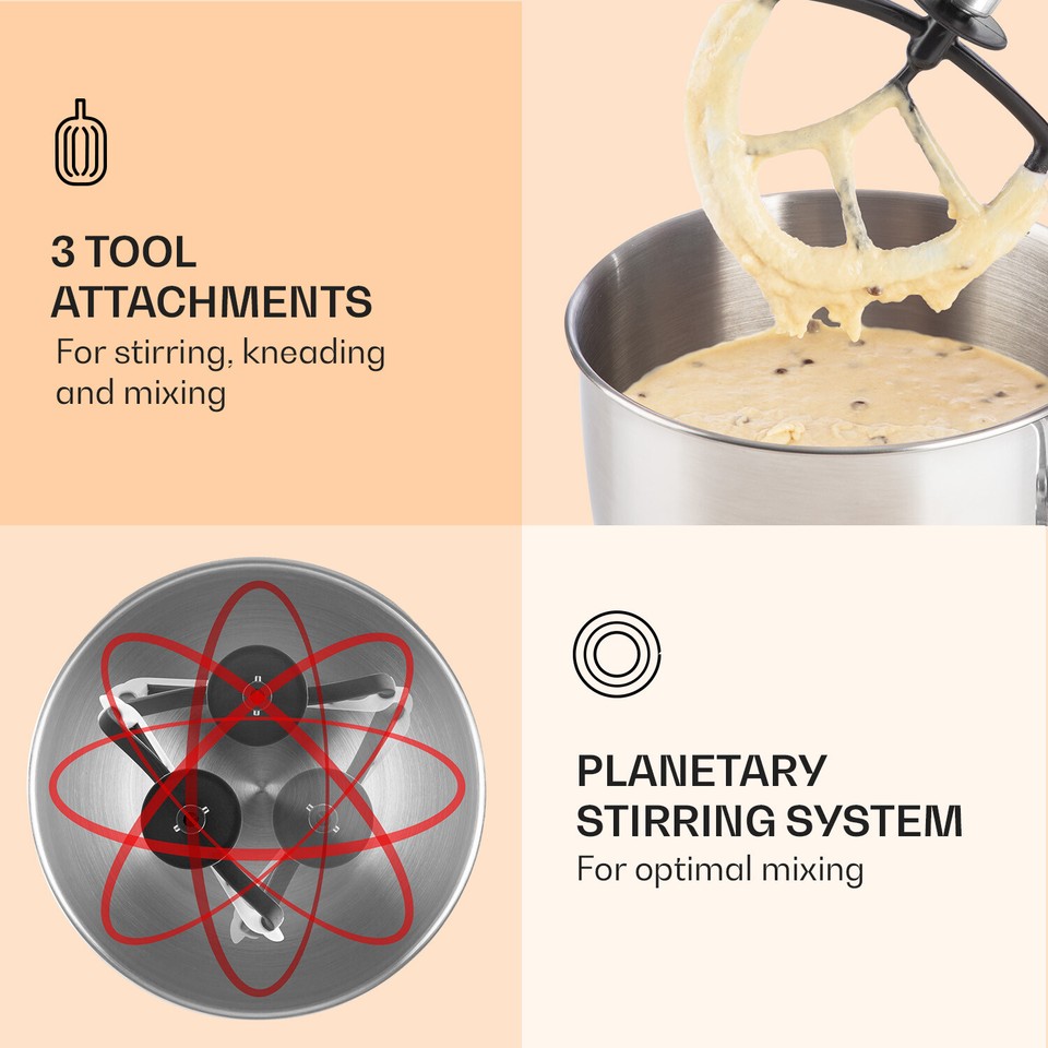 Food Processor Stand Mixer Kitchen Machine Kneading 5 L Bowl 1200W 6 ...
