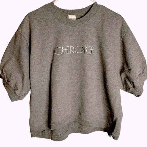 Vintage Cherokee Sweatshirt Gray Spell-Out Short Sleeve Crewneck ...