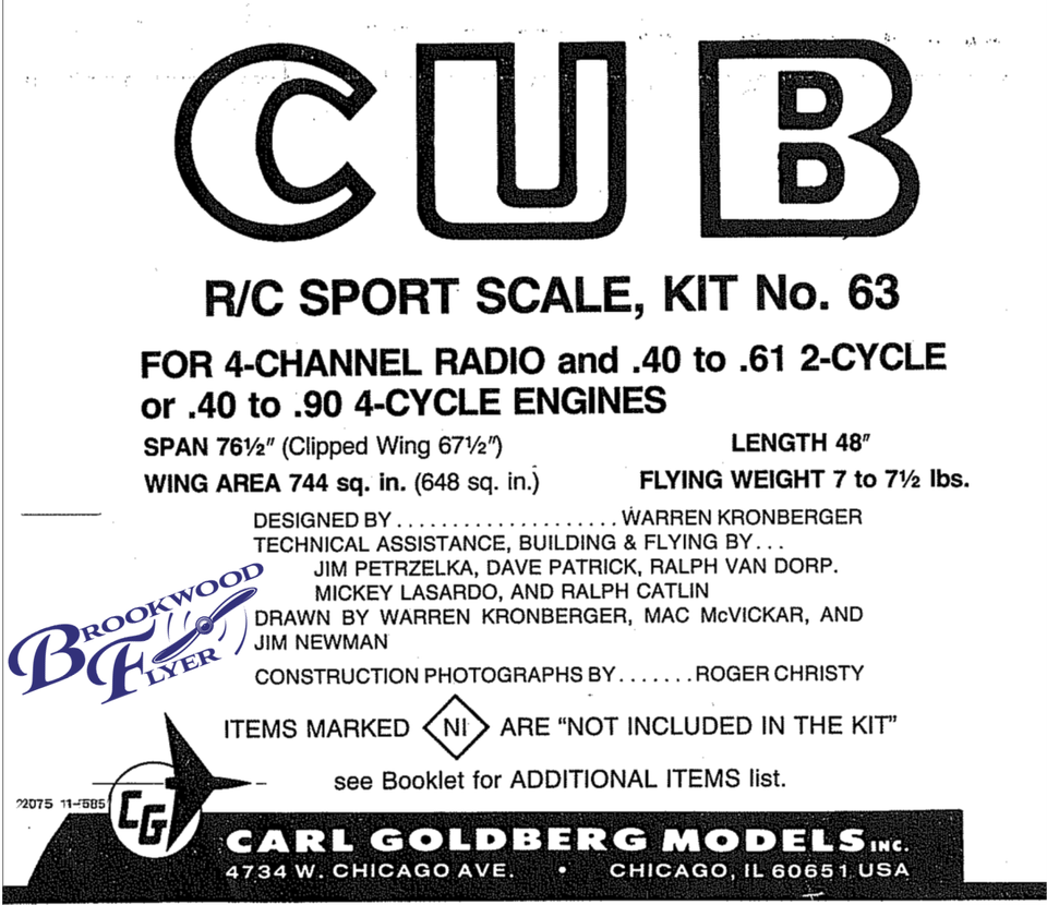 ANNIVERSARY EDITION PIPER CUB PLANS + Patterns & More to Build RC Model ...