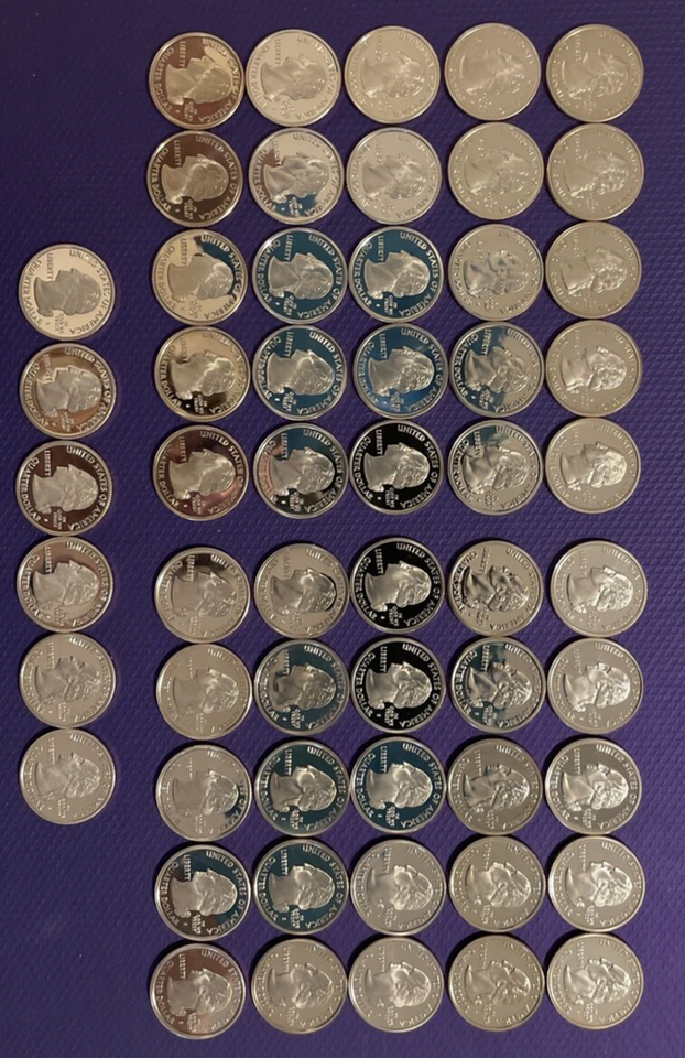 1999-2009 S -State Quarters Clad Proof - Toning 50 Coins & 6 DC ...