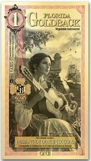 Florida Goldback Biggest Bundle 6 Notes: 1/2, 1, 2, 5, 10, 25 And ...