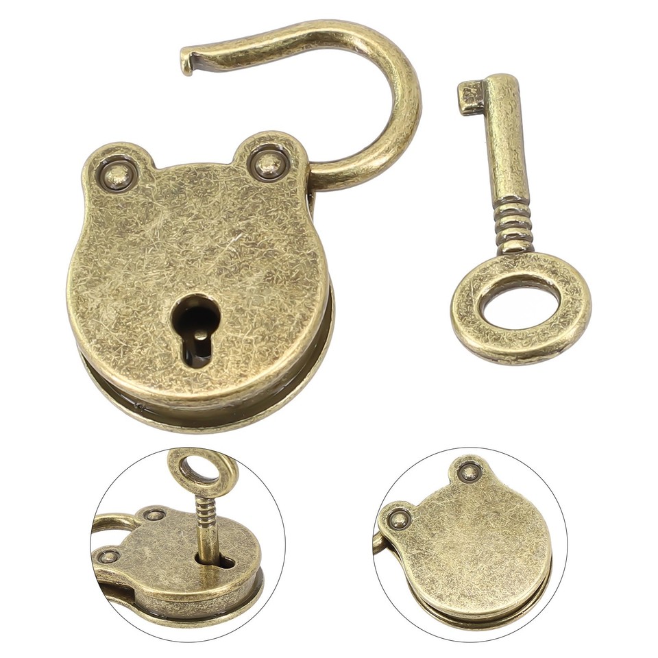 Stylish Bronze Alloy Bear Padlock for Craft Diaries Toys and Small ...