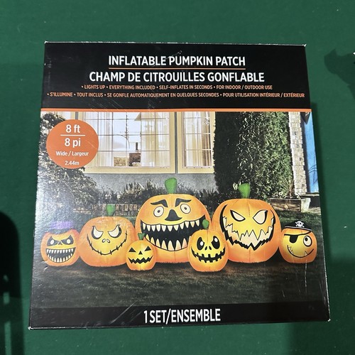 8 Ft Wide Pumpkin Family Faces Airblown Inflatable Halloween Yard Decor ...