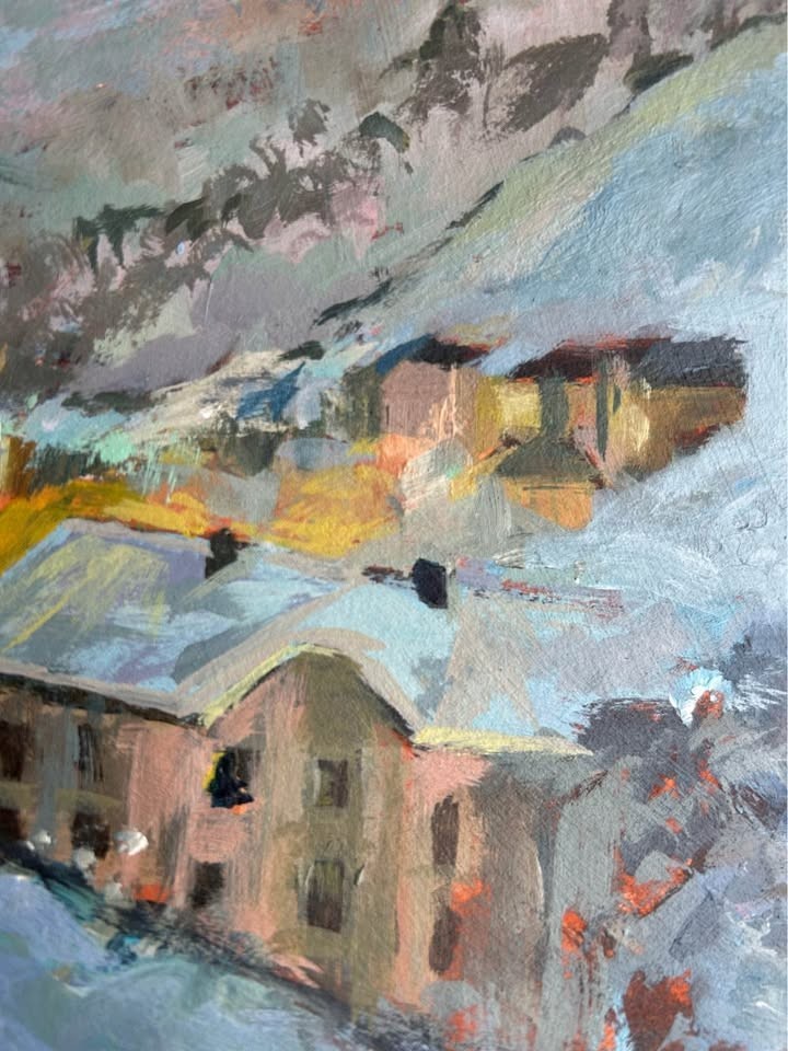 Winter Snow Original Acrylic Painting, 12x9 Inches Handmade Landscape ...