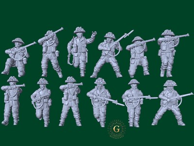 WW2 British Mid-Late War Riflemen X12 Ideal Bolt Action etc UNPAINTED ...