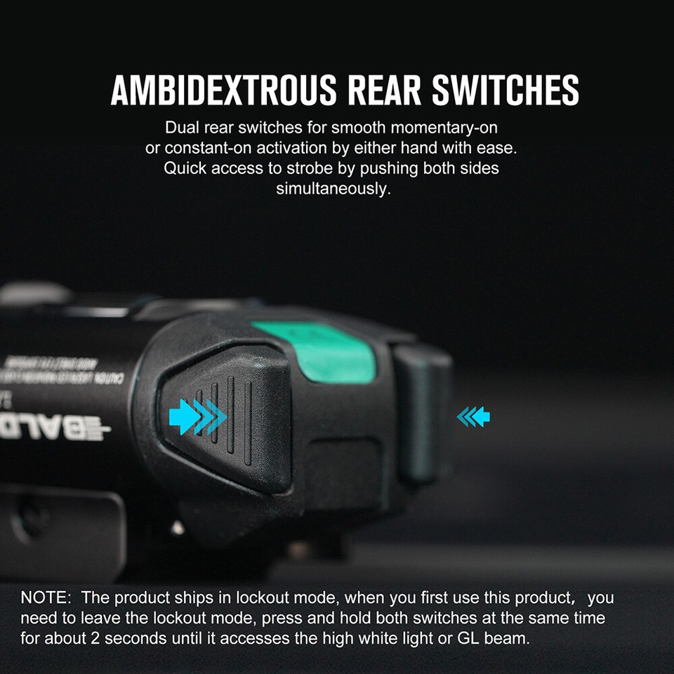 Led Flashlight Olight Baldr Pro R Rechargeable Weapon Light With Green ...