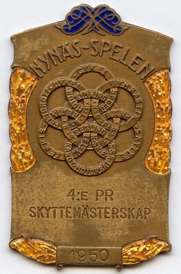 Sweden Nynas Shooting Championship 1950 Award Bronze Medal 55x35mm 30gr ...