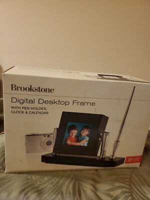 Brookstone My Life Digital Desktop 3.5" Frame NEW Clock Pen Calendar ...