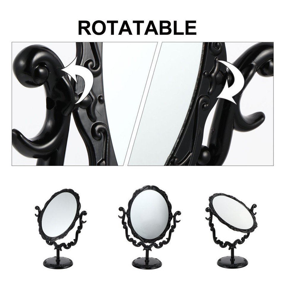 Vintage Desktop Rotating Makeup Mirror Retro Cosmetic Mirror Black ...