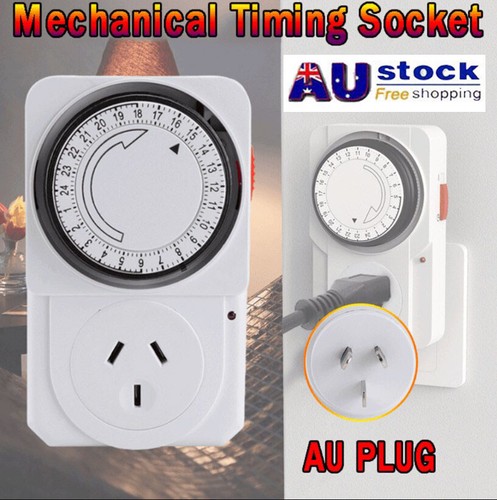 24HR Mechanical Analogue Time Wall Plug Switch Timer Socket 240V 2400W ...