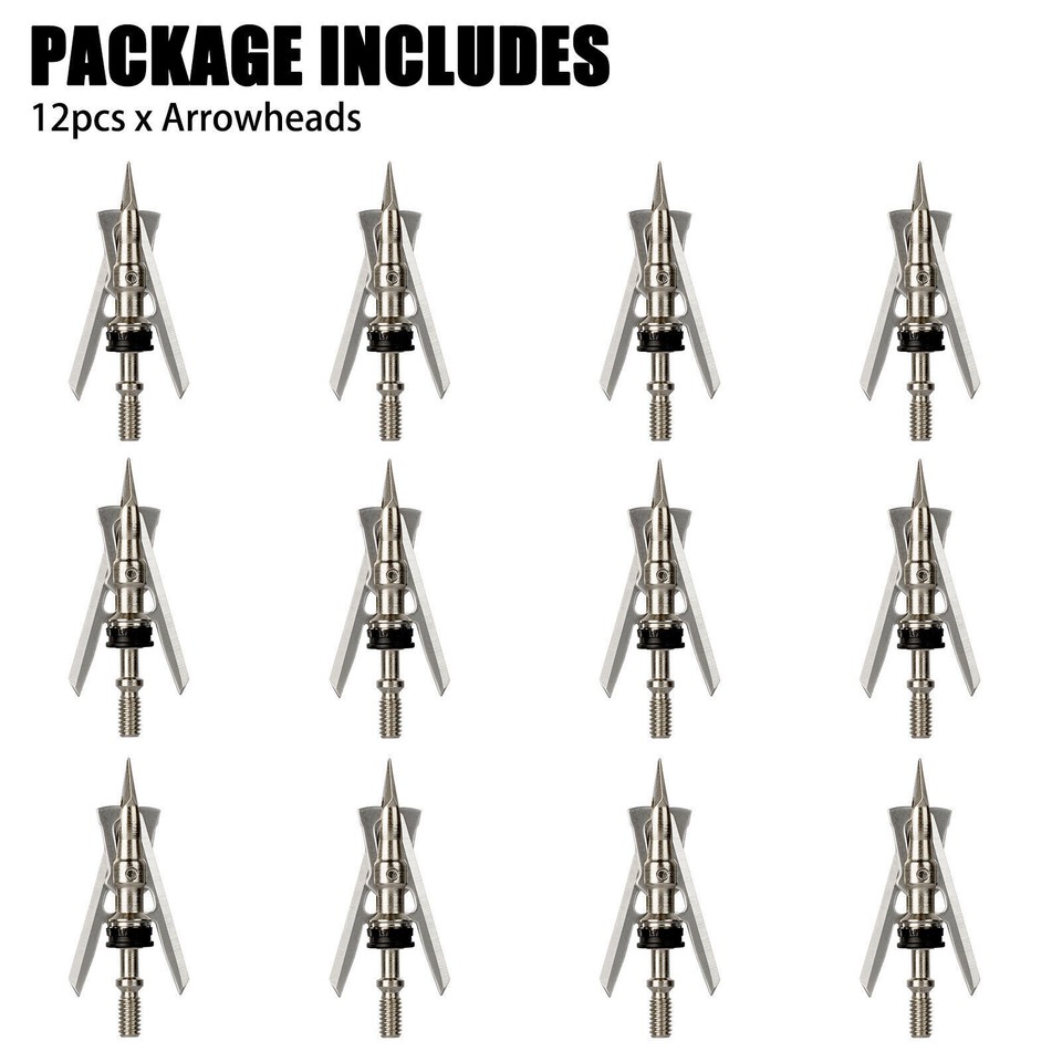 36/24x Archery Broadheads 2 Blade 2" Dia 100Grain Hunting Expandable ...