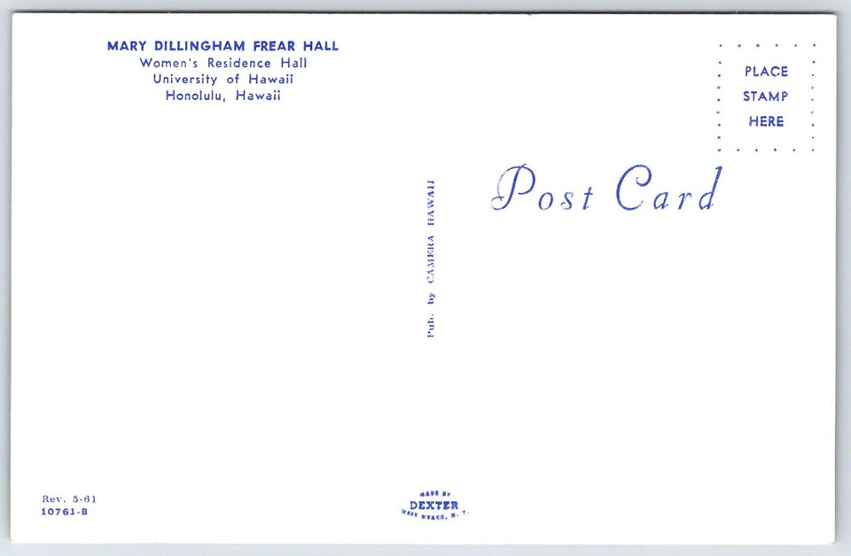 Vintage Postcard- Mary Dillingham Frear Hall University of Hawaii ...