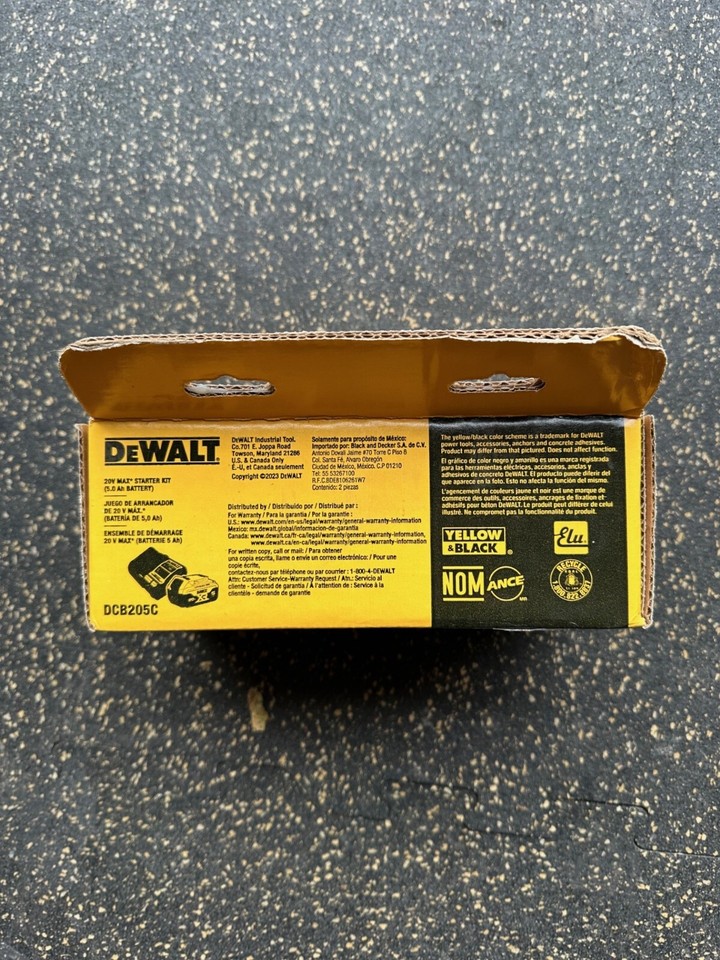 DeWalt DCB205C 20V MAX XR Premium Lithium-Ion 5Ah Starter Kit Battery ...