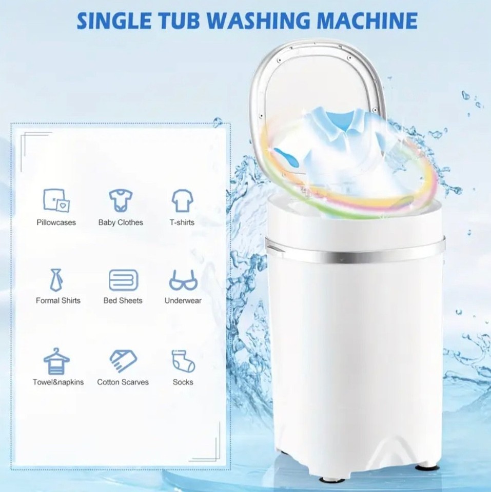 Portable Mini Washing Machine 4kg Capacity Electric compact Laundry ...