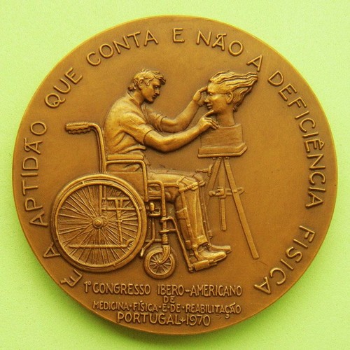 Handicapped Physical Disability Wheelchair BIG Bronze Medal by LEOPOLDO ...