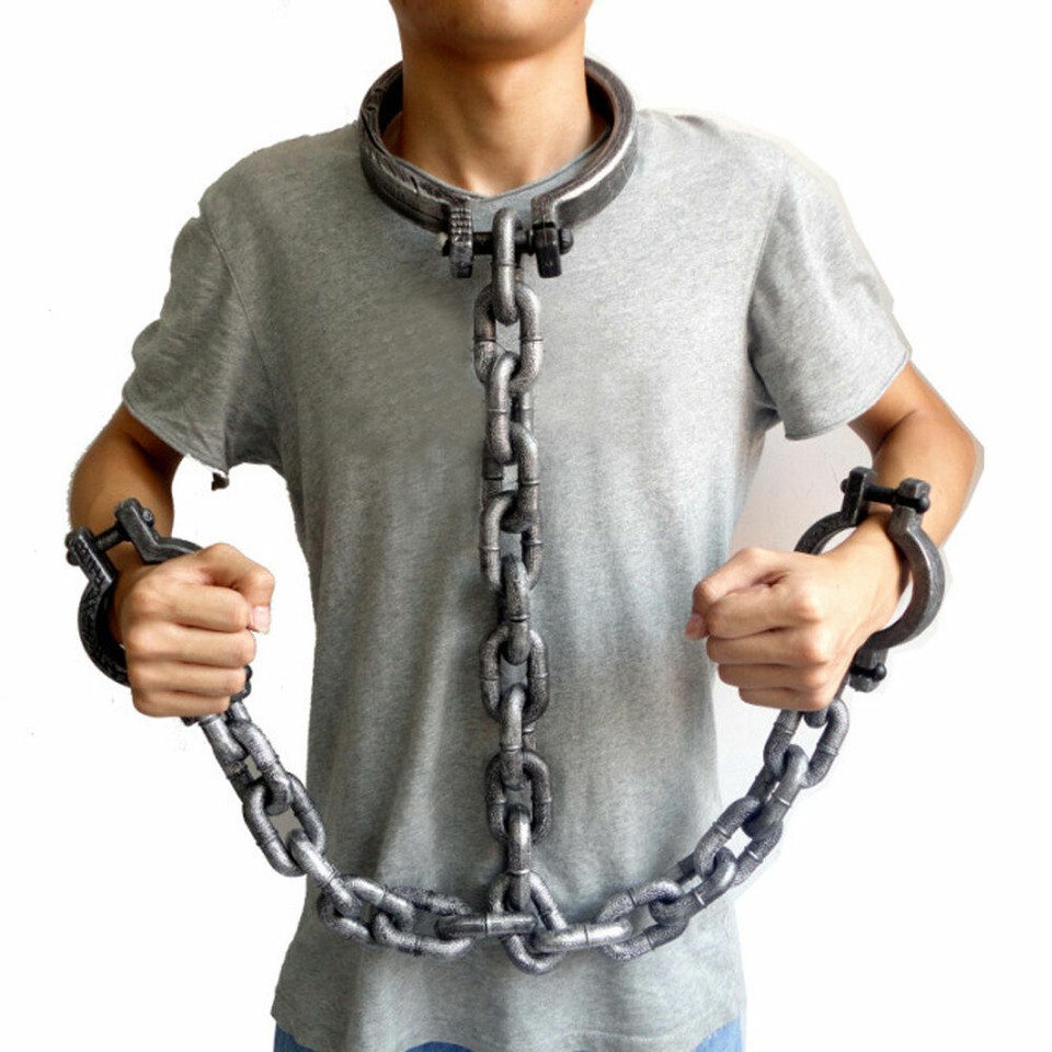 Prisoner Plastic Handcuff Link Neck Wrist Chain Shackle Halloween ...
