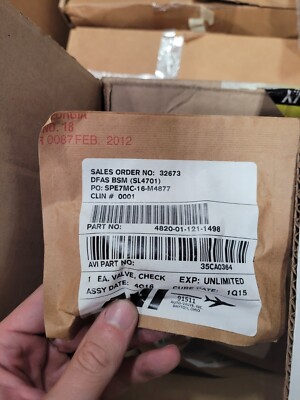 MILITARY M-60 SERIES M60A1, M48A5 CHECK VALVE 12291058 4820-01-121-1498 ...
