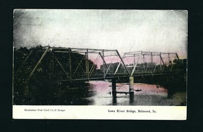 Belmond Iowa IA 1908 Old Iron Span Iowa River Bridge Handcolored PC | eBay