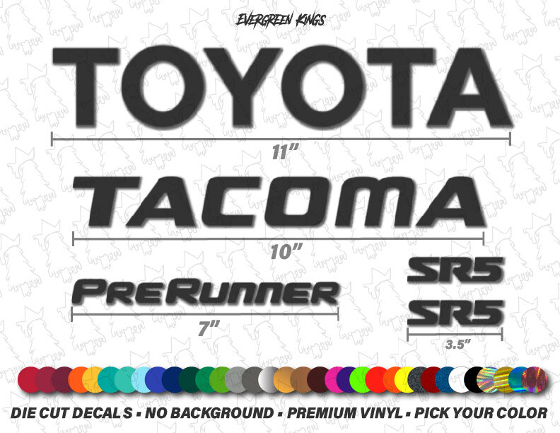 DECAL KIT for TOYOTA TACOMA SR5 PRE RUNNER Sticker Emblem Graphic ...