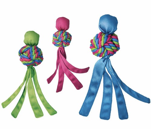 XL Kong Wubba Weave Twist-Knot Squeak Durable Cotton Rope Tug Toss ...