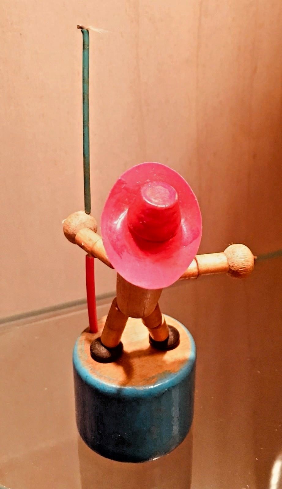Vintage Fisherman Fly Fishing Hand-Made Wooden Push Up Collapsing Toy ...