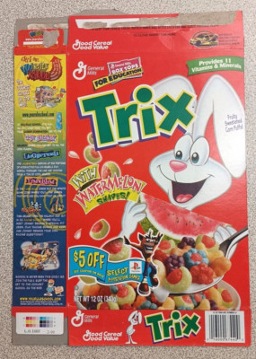Trix Cereal Box with Watermelon Shapes $5 PlayStation Coupon VINTAGE ...