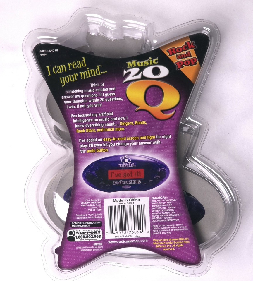 Radica 20Q Music Rock And Pop 20 Questions Electronic Game New Sealed ...