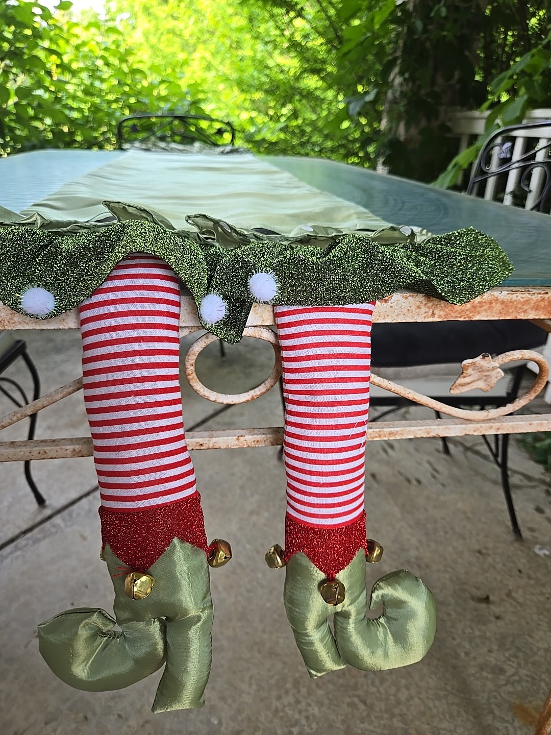 Christmas Elf Table 57" Runner with Plush Candy Stripe Legs | eBay