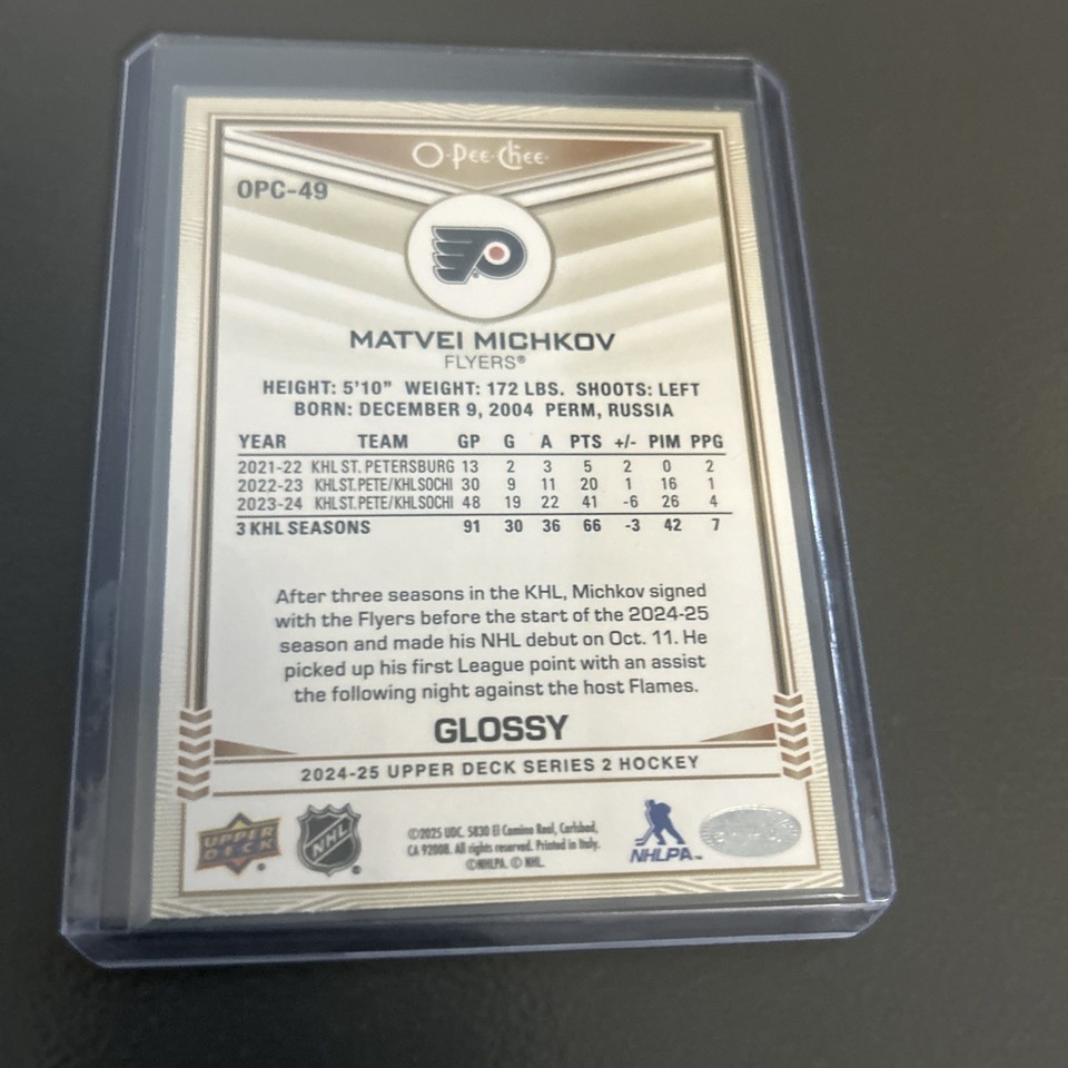 2024-25 Upper Deck O-Pee-Chee Glossy Matvei Michkov OPC-49 Philadelphia ...