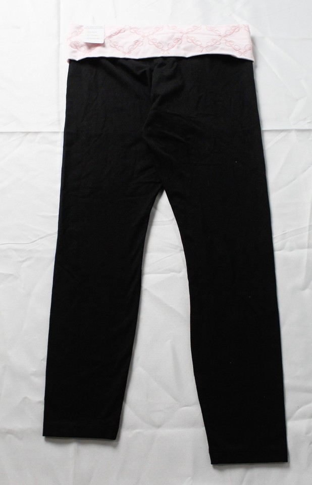 Victoria's Secret Women's Foldover Leggings EH6 Pure Black Pink Tulip ...