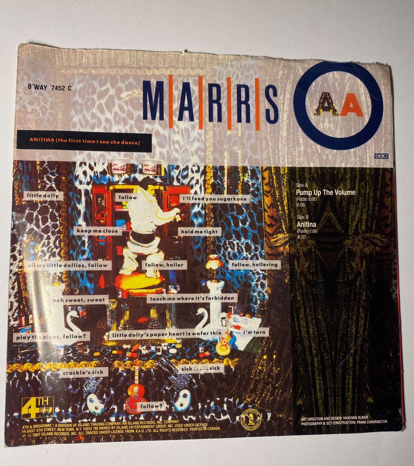 Marrs Pump Up the Volume 1987 45 Vinyl Record w/ Anitina Vintage TESTED ...