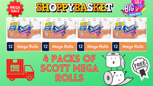 Scott ComfortPlus 12 Mega Rolls Toilet Paper Tissue- (PACK of 4 ...