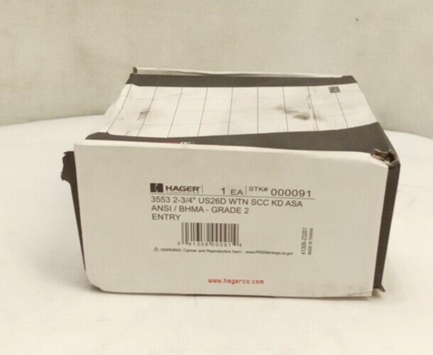 Hager 3553 Withnell 2-3/4" Cylindrical Entry Lever Lockset Grade 2 ...