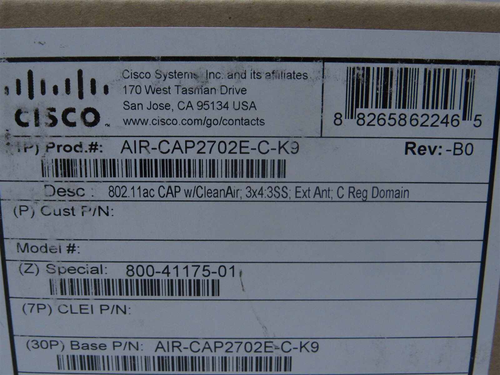 Cisco AIR-CAP2702I-B-K9 802.11AC CAP CLEANAIR 3X4 3SS INT ANT B for ...